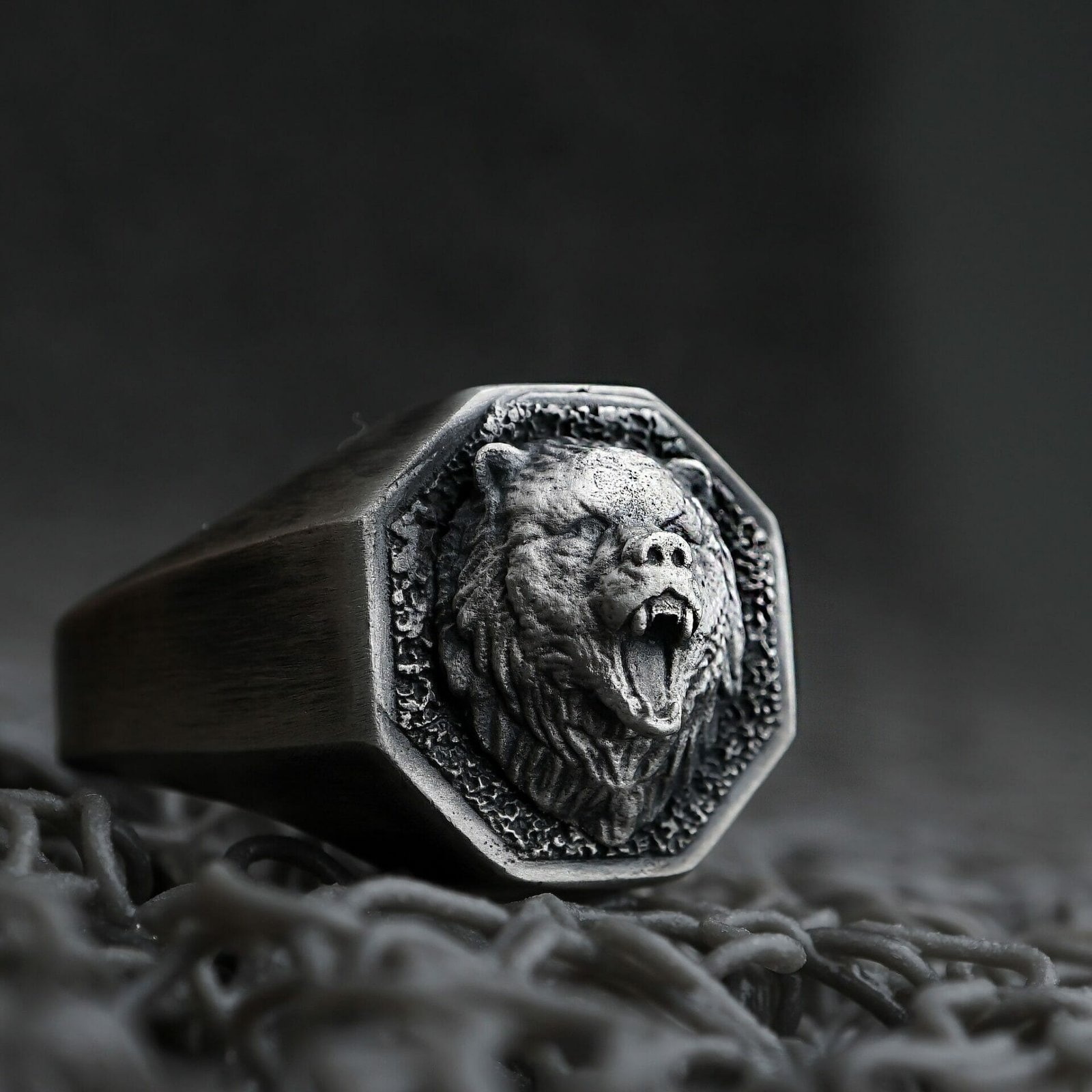 Bear Signet Ring for Men